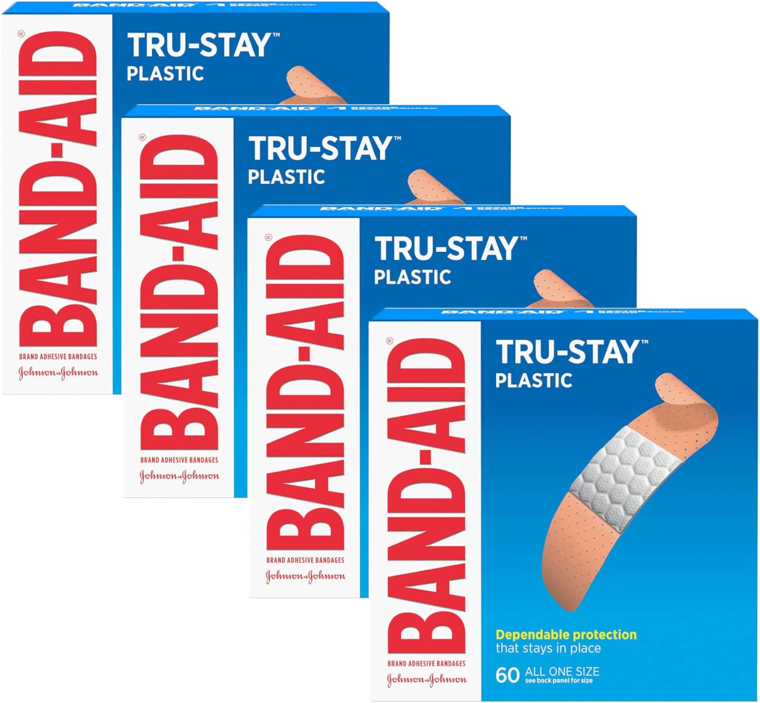 Amazon.com: BAND-AID Plastic Strips All One Size 60 Each (Pack of 4 ...