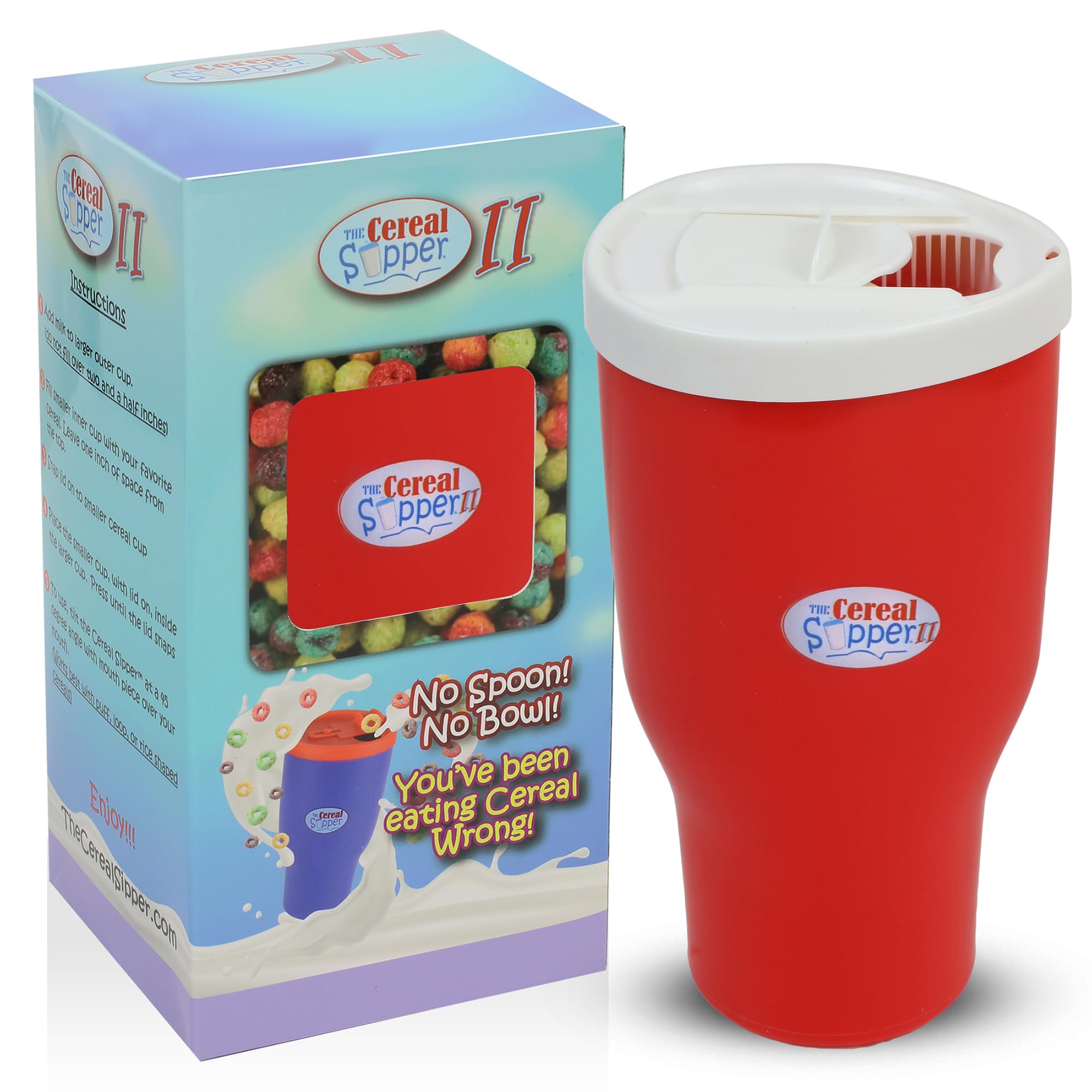 Amazon.com | Cereal Sipper II Red and White: Cereal Bowls