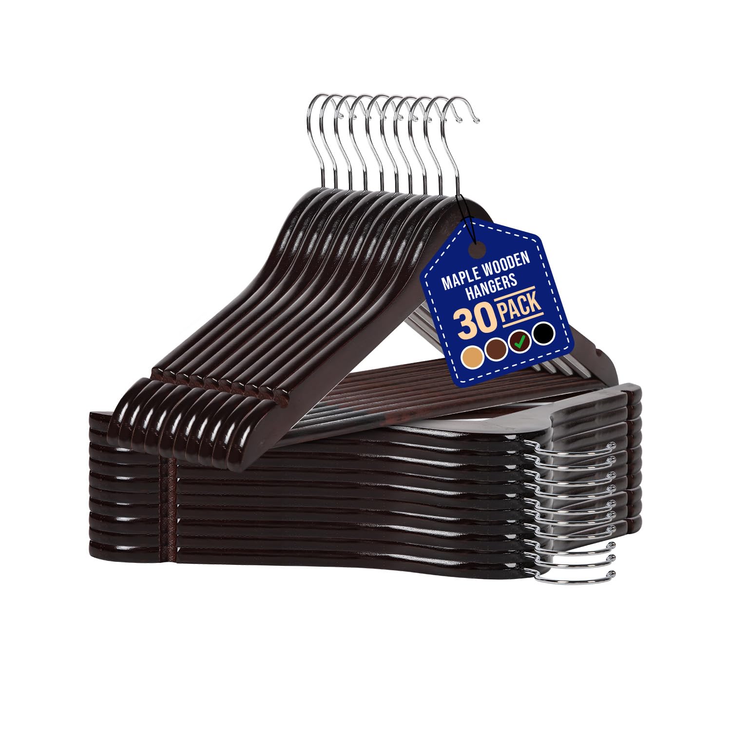 Amazon.com: Lifemaster Wooden Hanger Set - 30 Pieces Non-Slip Versatile ...