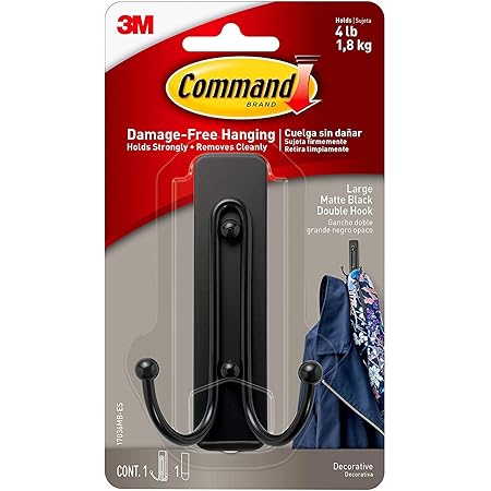 Command Large Matte Black Double Hook 17036MB-ES : Amazon.co.uk: DIY ...