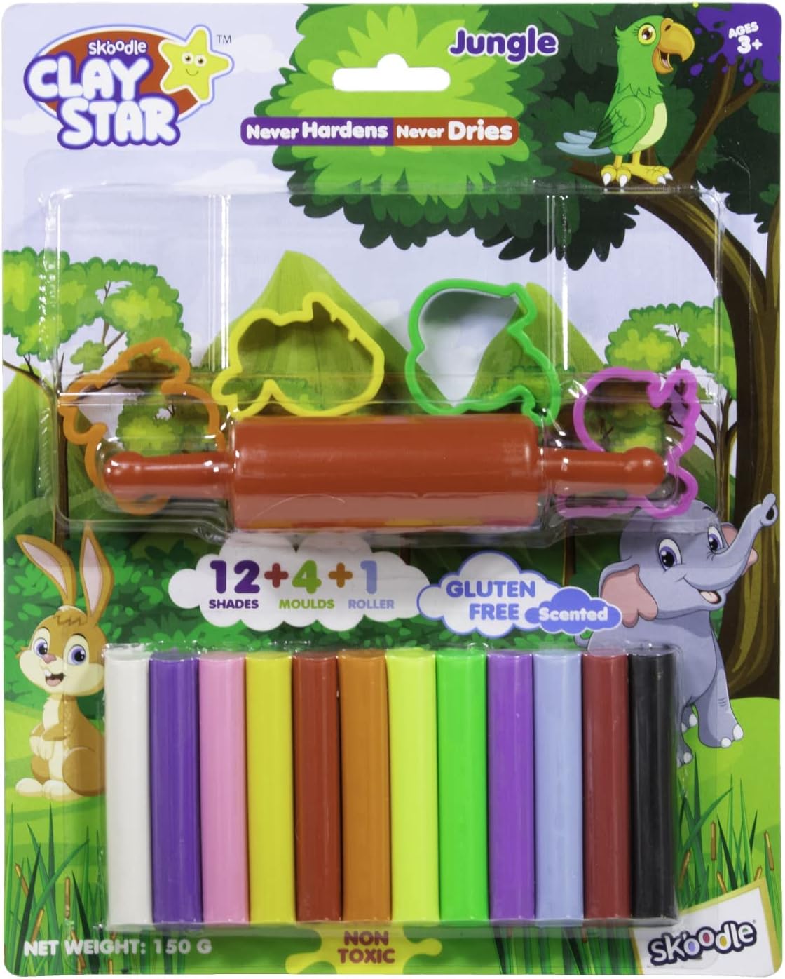 BKDT Marketing Creative Clay Set - Pack 12 Color Clay Bars, 1 Roller, 4 ...