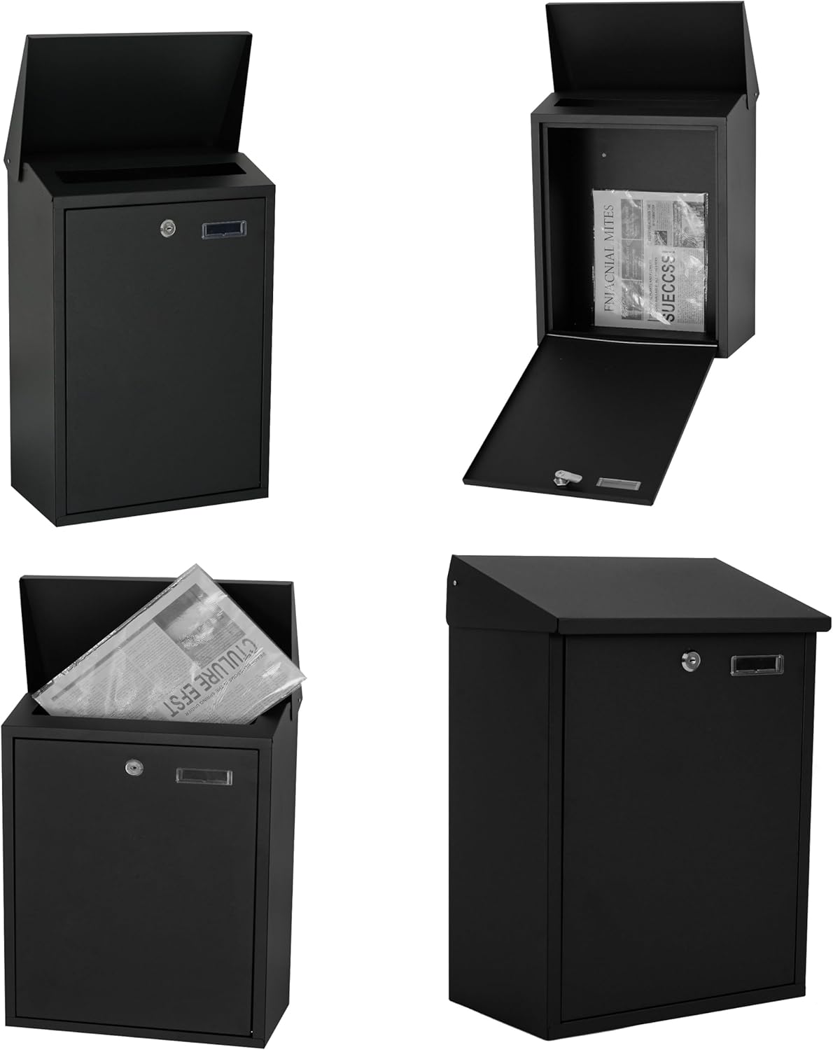 DWD Large Outdoor Wall Mounted Letter Mail Post Box Steel Lockable Mail ...