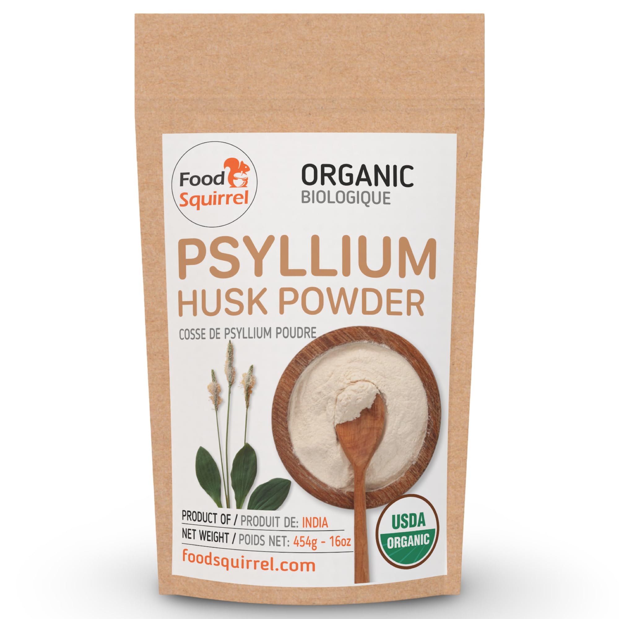Organic Psyllium Husk Powder 16oz (454g) - Finely Ground, Unflavored ...