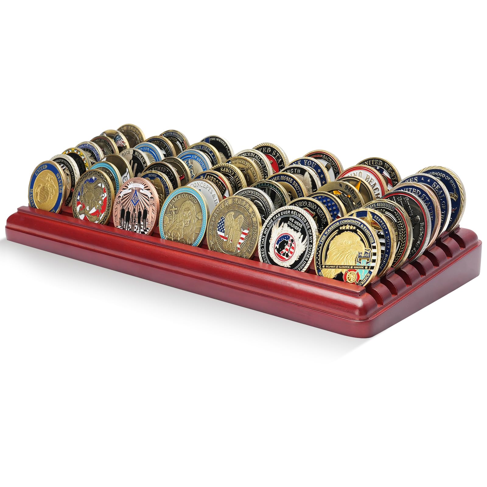 Amazon.com: DecoWoodo 7 Rows Challenge Coin Display Stand Solid Wood ...