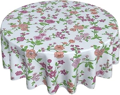 Amazon.com: senya Round Tablecloths, Pink Rose Flower Floral Decorative ...