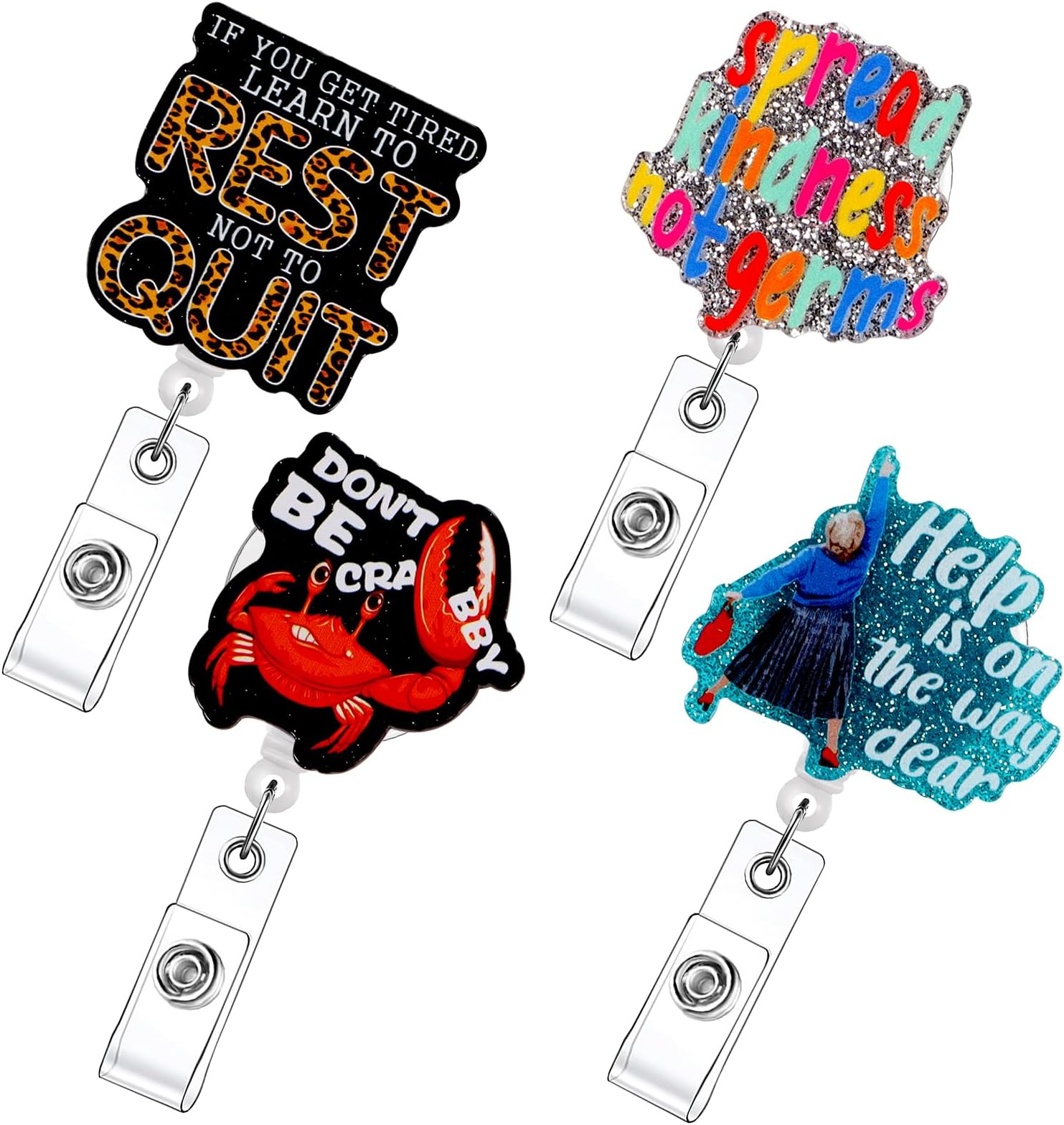 Amazon.com : Yunlly 12 Pcs Funny Badge Reel Nurse Badge Reel Holder ...