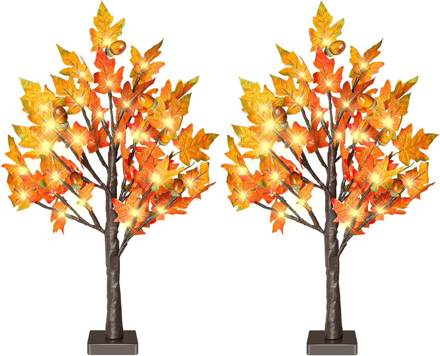 Amazon.com: 2 Pack 24 Inch Fall Lighted Maple Tree with 36 LEDs, 6 ...