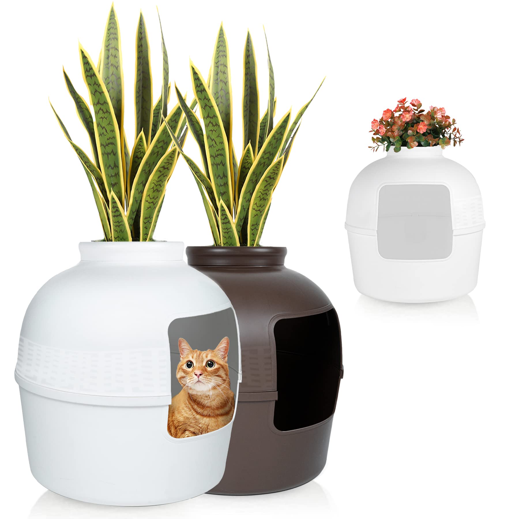 Hawsaiy Hidden Litter Box Enclosure, Plant Cat Litter Box Furniture ...