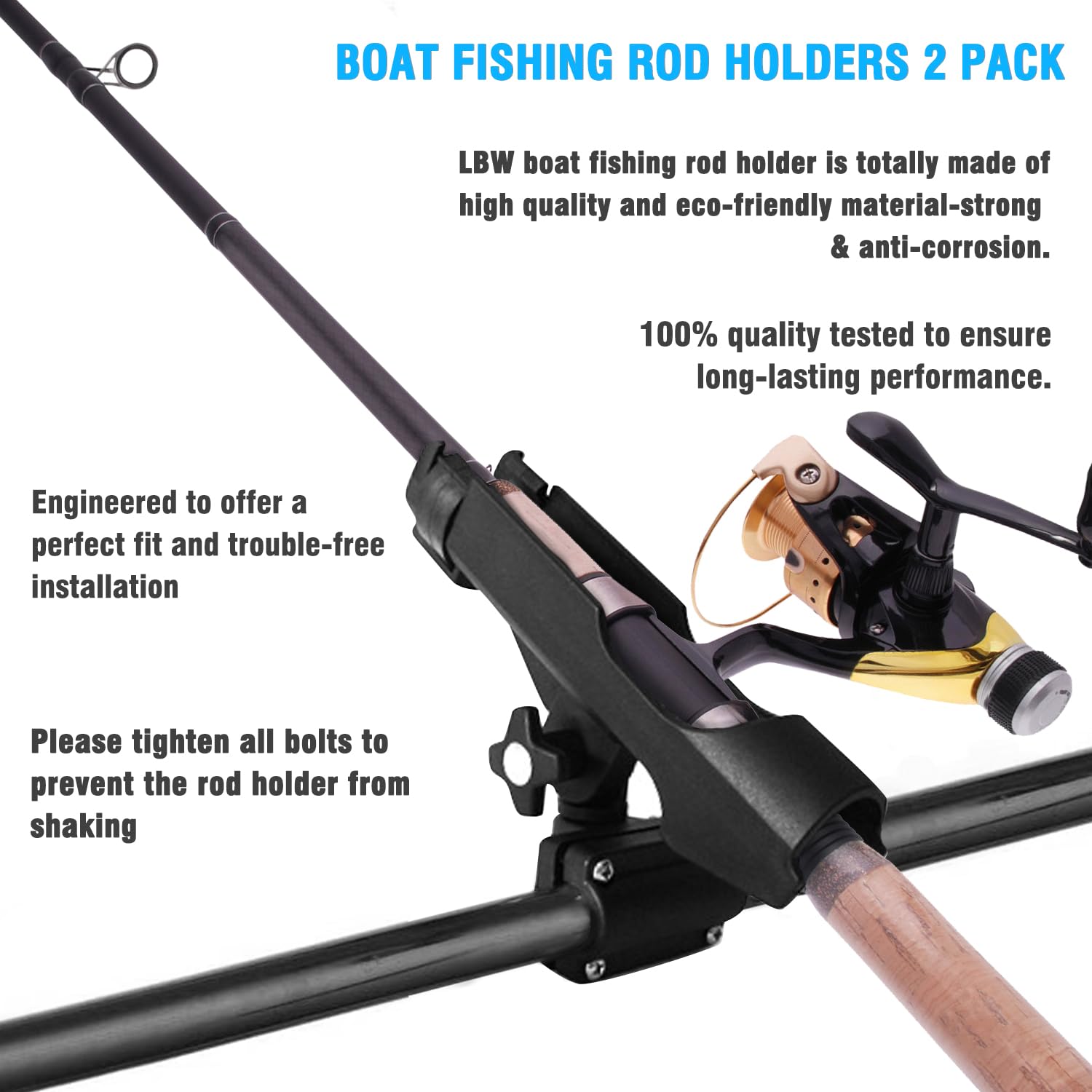 Snapklik.com : LBW Boat Fishing Rod Holder Clamp On Rod Holder For Rail ...