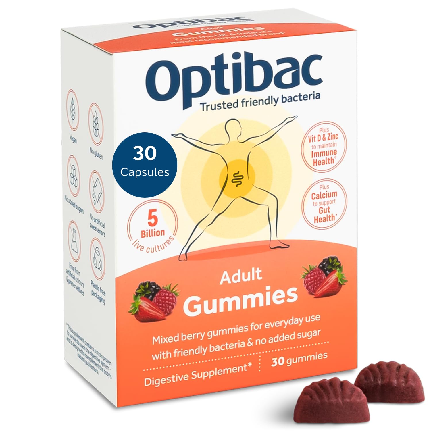 Buy Optibac Probiotics Adult Gummies - Vegan Digestive Probiotic ...