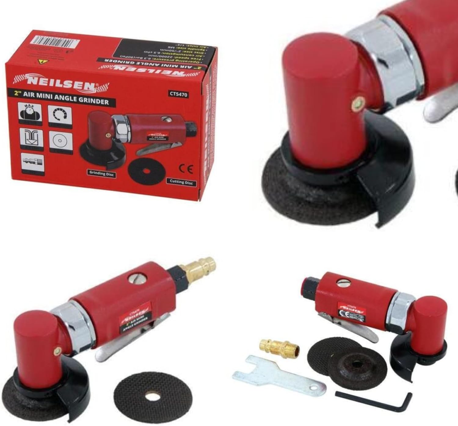 2" Air Powered Mini Angle Grinder 1/4" Air Inlet Cut Off Wheel ...