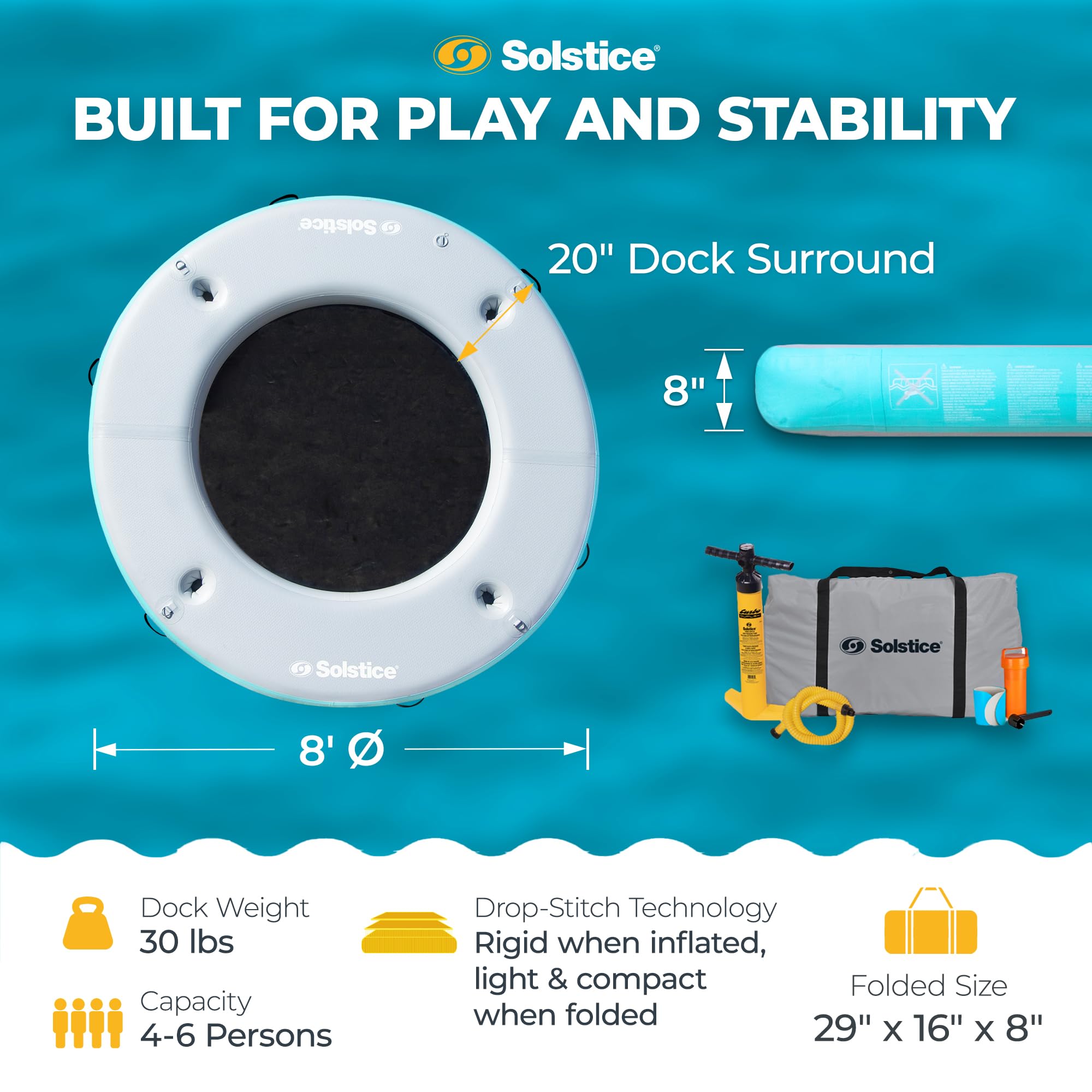 Snapklik.com : SOLSTICE Original Floating Inflatable Dock Float W/Mesh ...