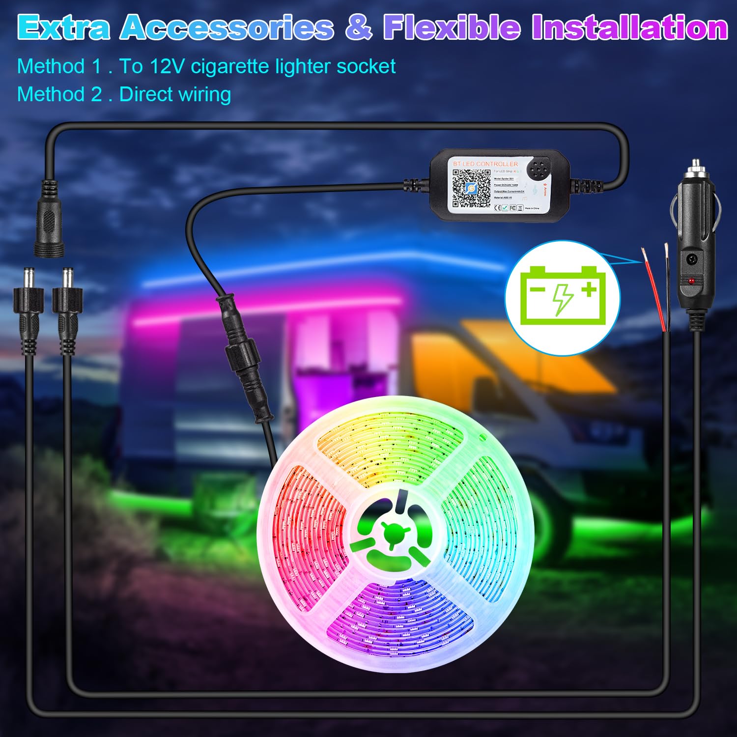 Snapklik.com : TENDIST RV Awning Led Lights Strip, 12V RGB Camper ...