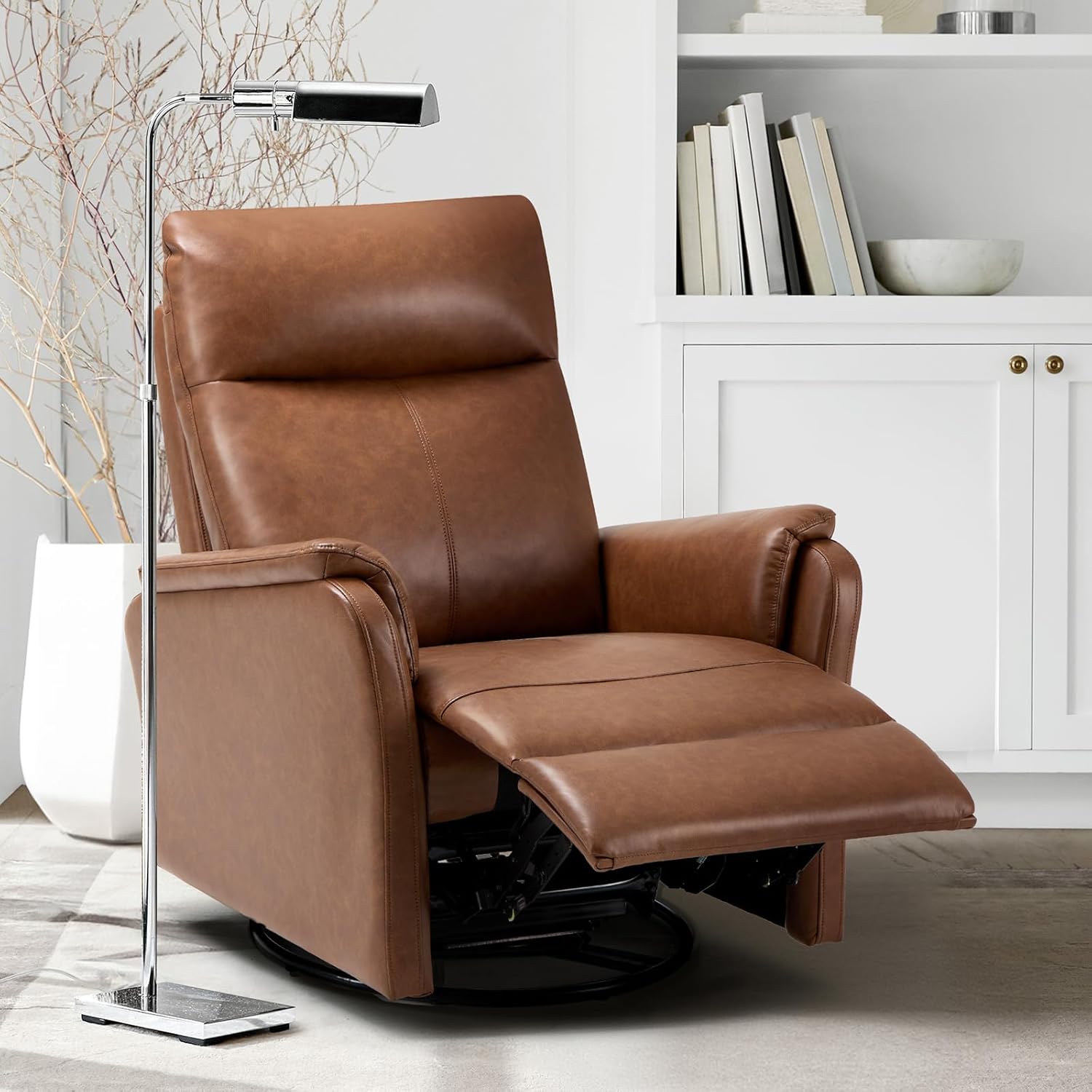 Amazon.com: Swivel Rocking Recliner Glider Chair, Leather Nursery ...