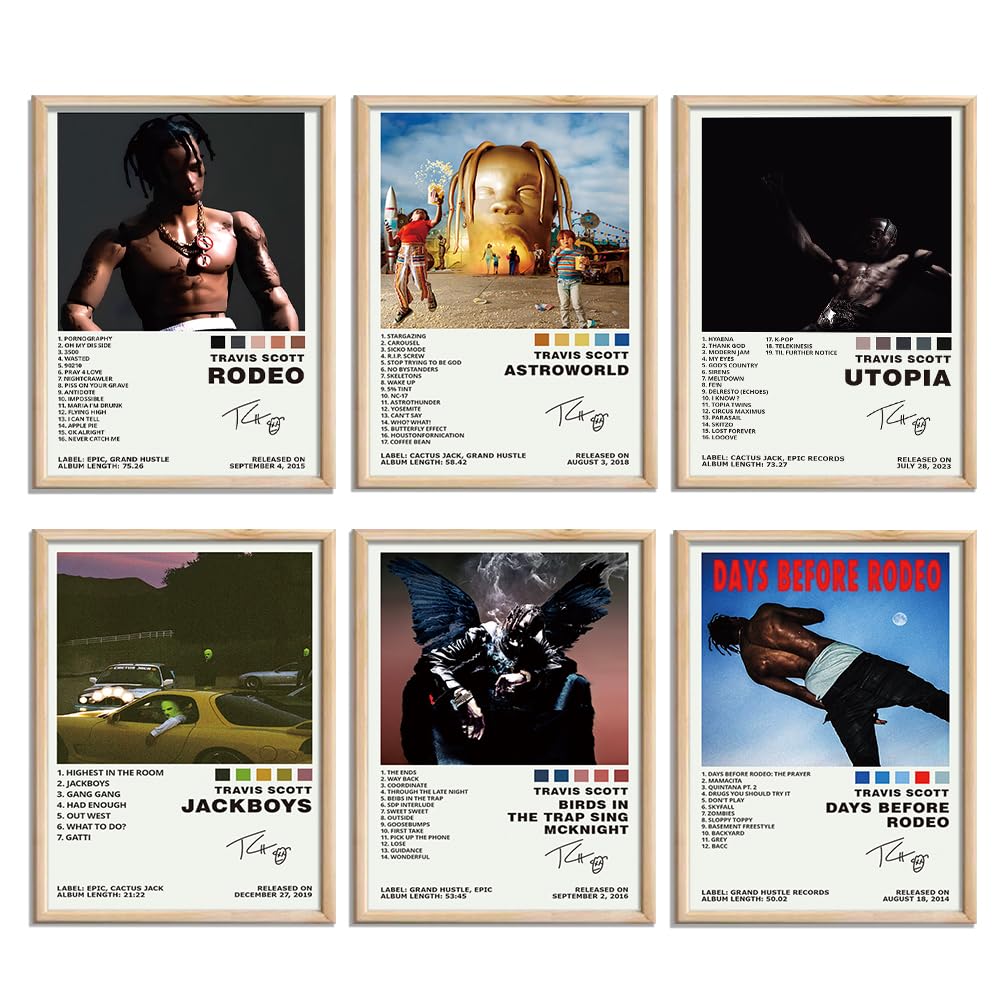 ENMOON Travis Poster Scott Set of 6 Album Cover Posters 8 by 12 inch ...