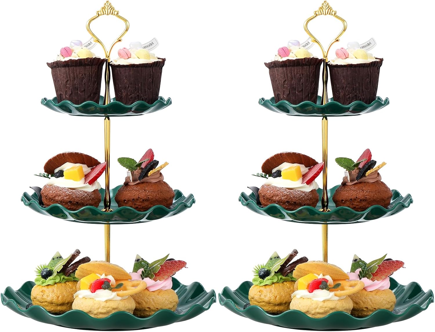 HonGien 2 Pack 3-Tier Cake Stand, Cake Display Stand,Afternoon Tea Cake ...