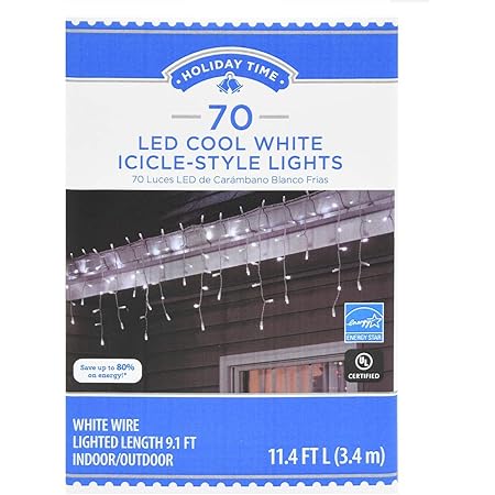 Amazon.com: Holiday Time 70 Cool White LED Micro Icicle-style Lights ...