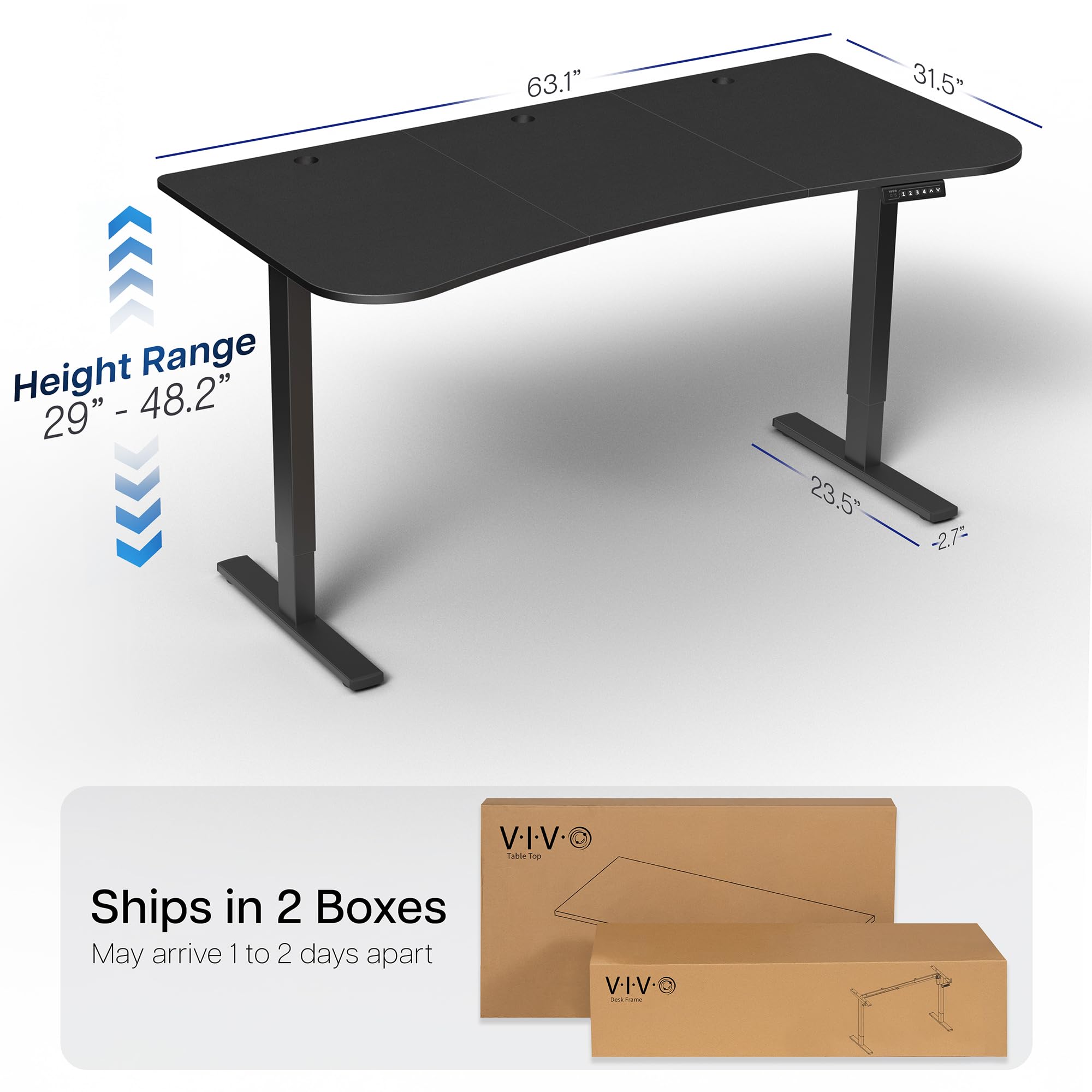 Snapklik.com : Electric 63 X 32 In Standing Desk, Memory Height ...