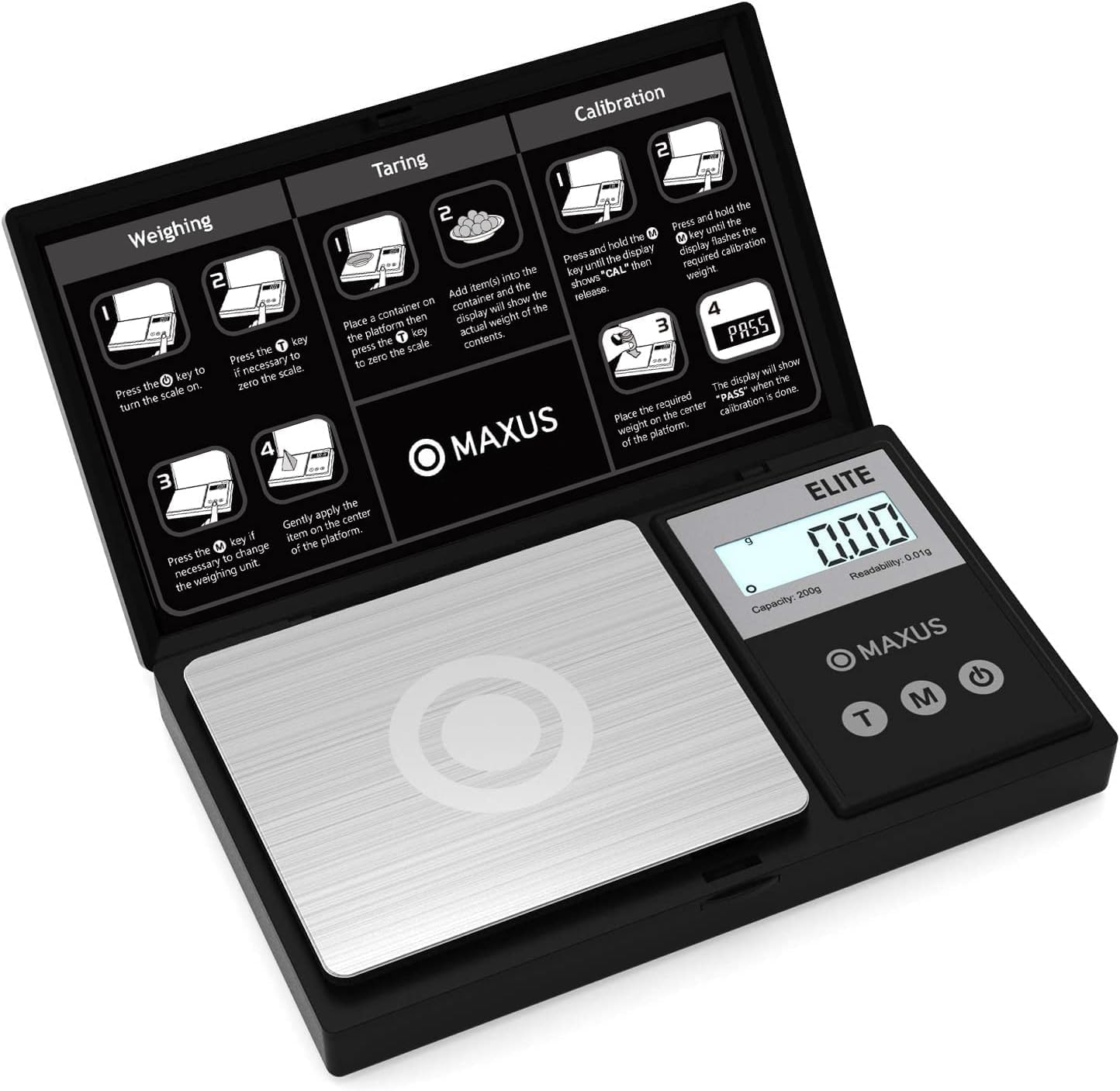 Báscula de precisión de gramos 200 g x 001g báscula digital de bolsillo ...