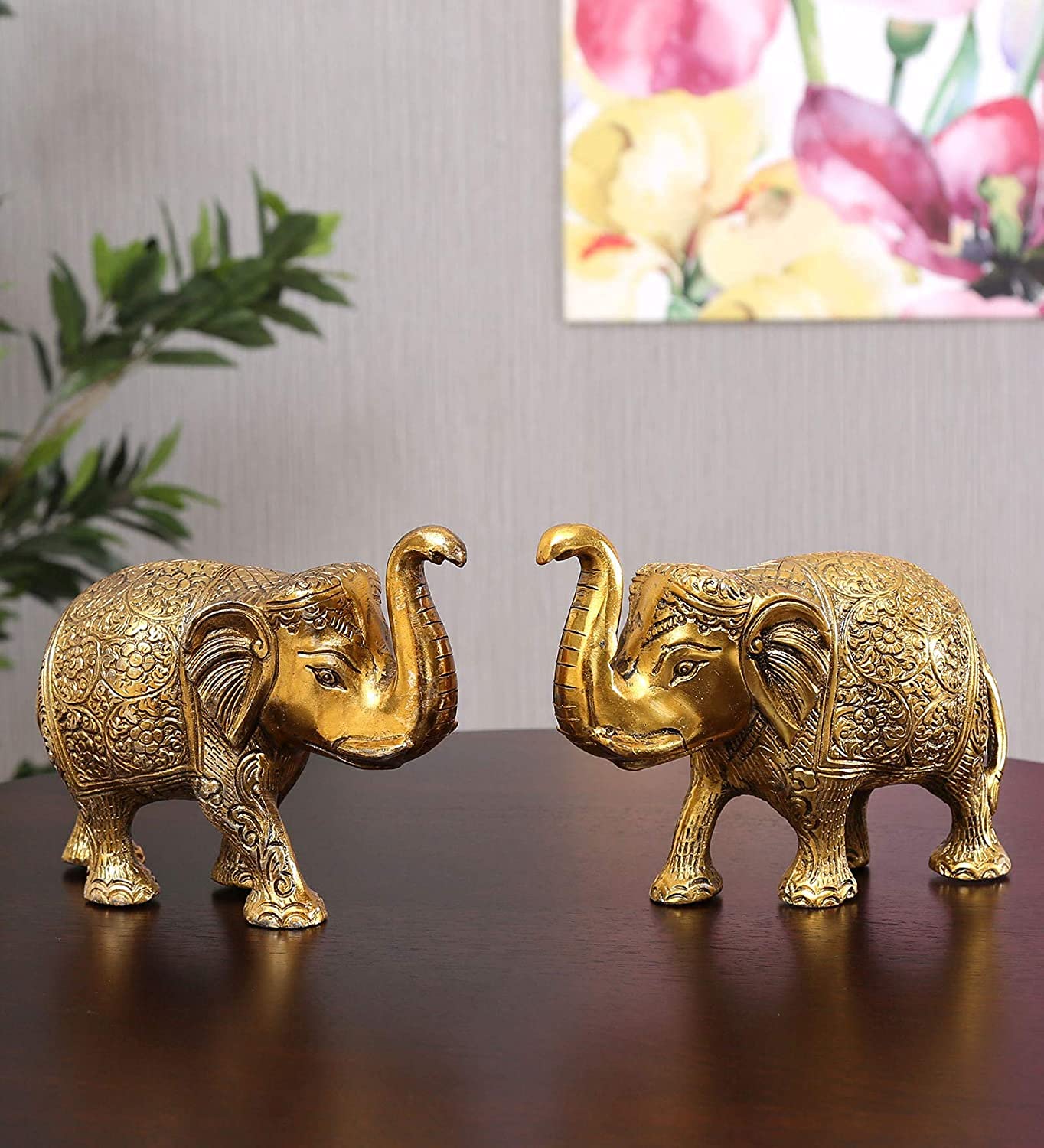 Amazon.com: Smizzy Metal Elephant Statue Small Size Gold Polish 2 pcs ...
