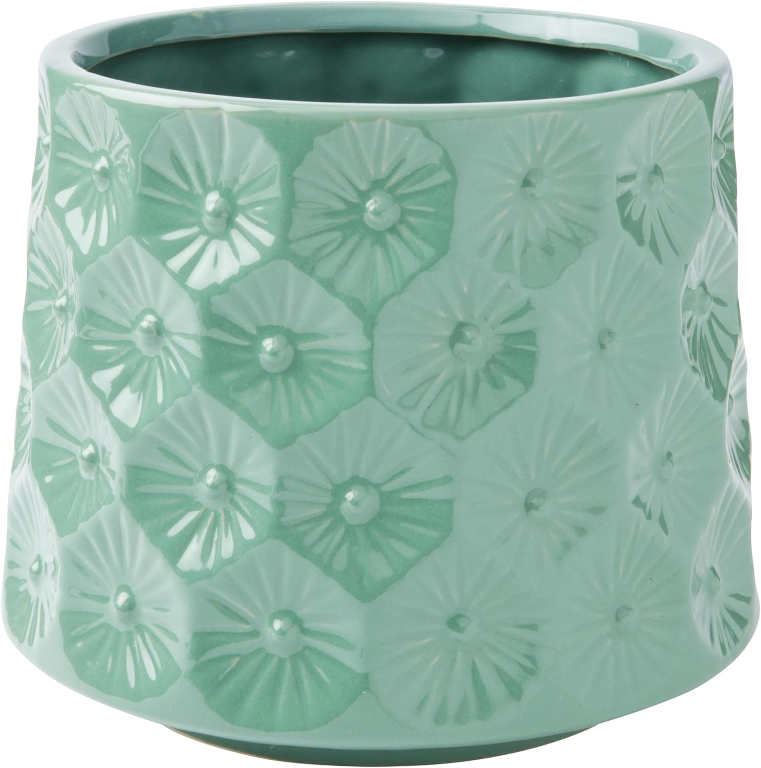 Amazon.com : The Lakeside Collection Textured Floral Planter - Green ...