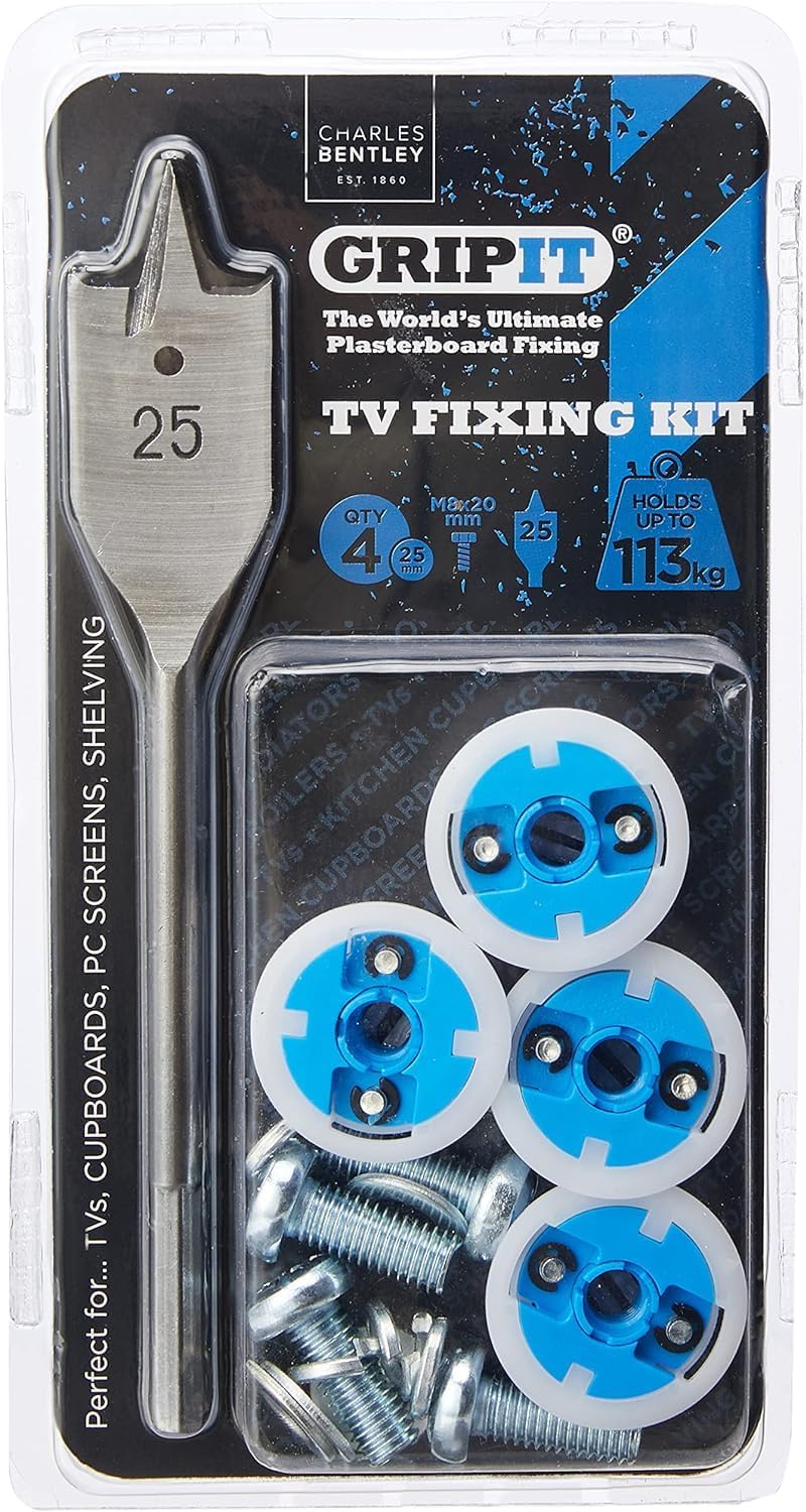 CRAZZYVALUE Grip-it TV Bracket Mounting Plasterboard Kit, Multi colour ...
