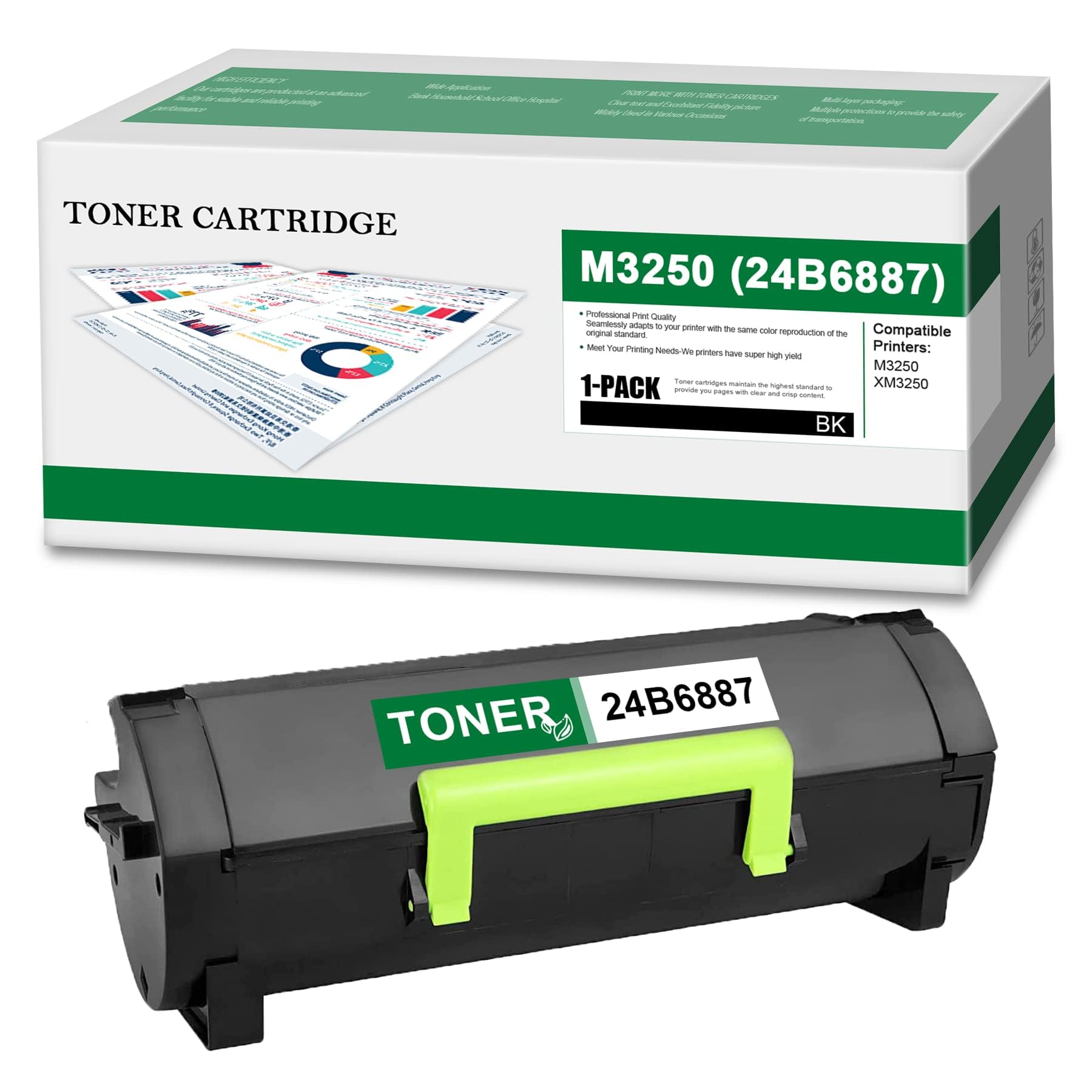 24B6887 (1 Pack) Compatible Replacement for Lexmark 24B6887 M3250 ...