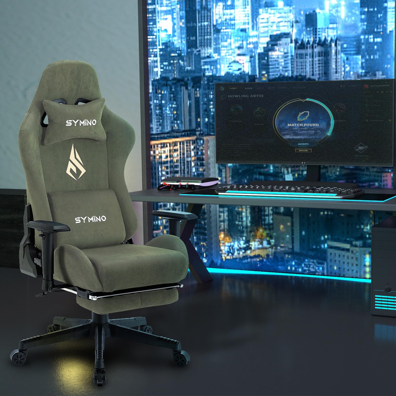 symino Gaming Chair Alcantara (Green)