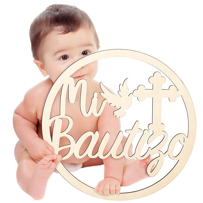 Buy Wooden Mi Bautizo Sign Baby Shower Supplies Wood Mi Bautizo ...