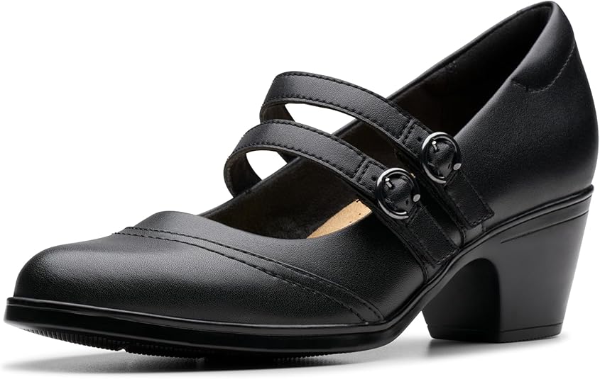 Amazon.com | Clarks Collection Women's Emily 2 Jane Pump, Black Leather ...