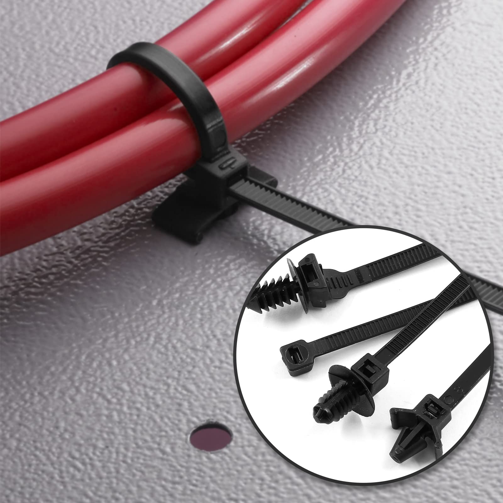 Grip Auto Zip Ties 210 PCS Automotive Installation Black Push Mount ...