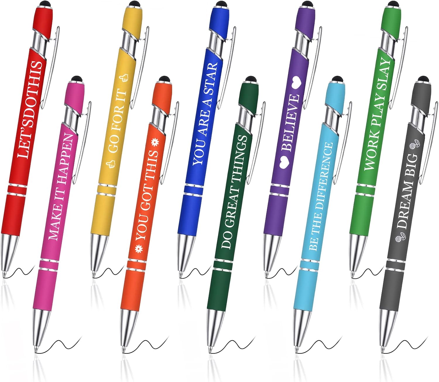 umorismo 10 Pcs Quotes Pen Inspirational Ballpoint Pen With Stylus Tip ...