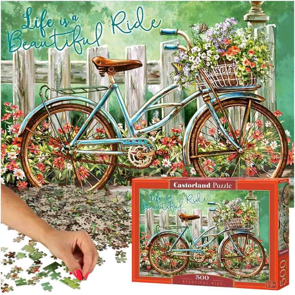 Amazon.com: CASTORLAND 500 Piece Jigsaw Puzzle, Beautiful Ride, Bicycle ...