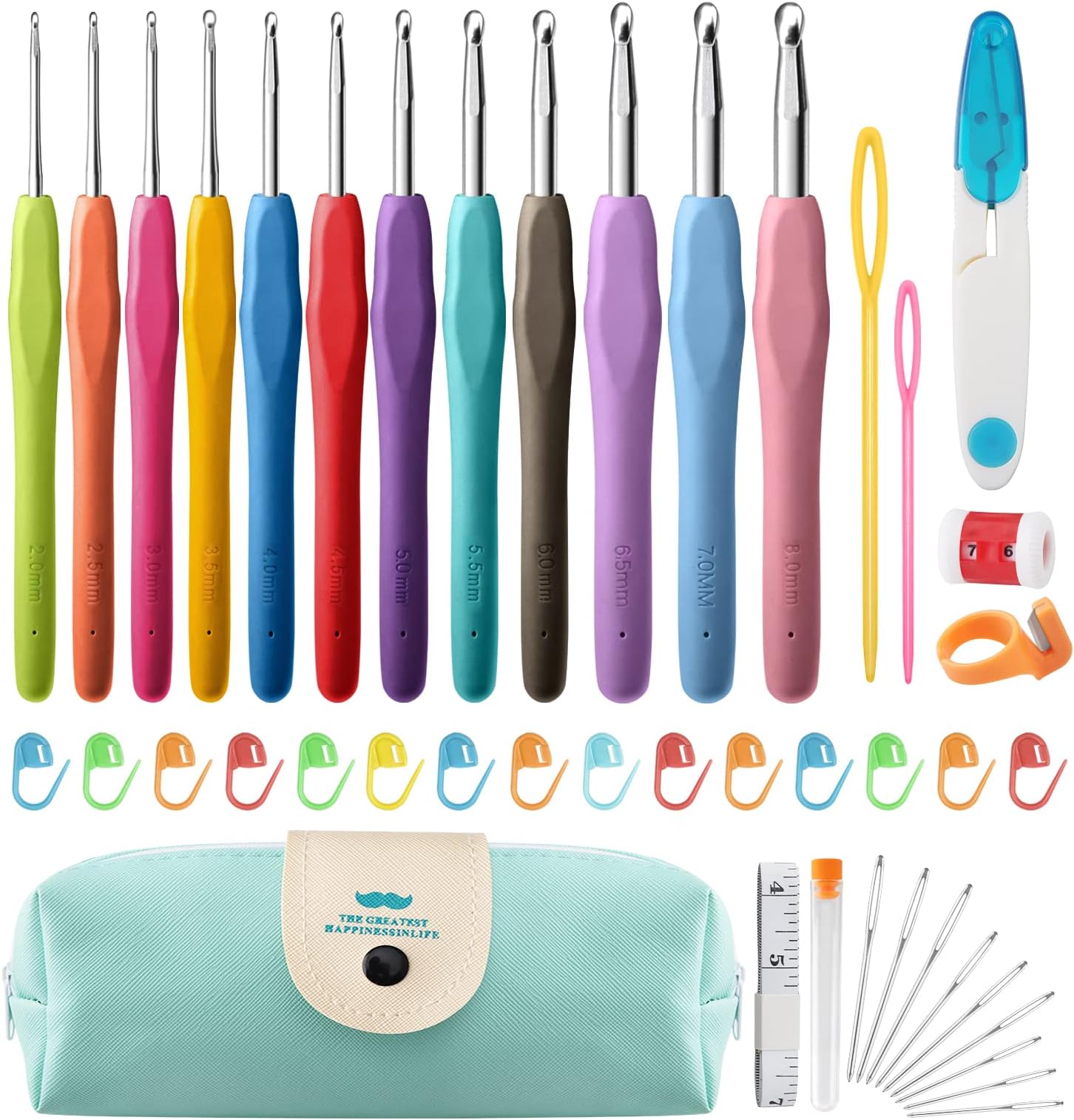 OWill Crochet Hooks Set, 12 PCS Ergonomic Sizes, Crochet Kits for Beginners and Adults, Crochet ...