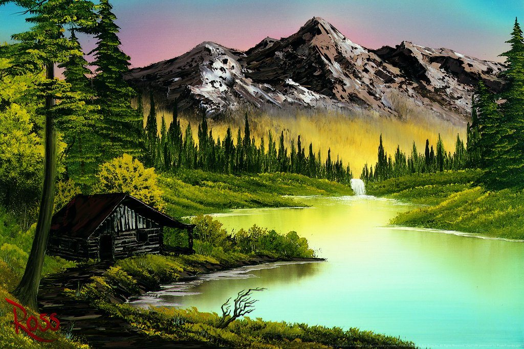 Amazon.com: Bob Ross Mountain Retreat Art Print Bob Ross Poster Bob ...