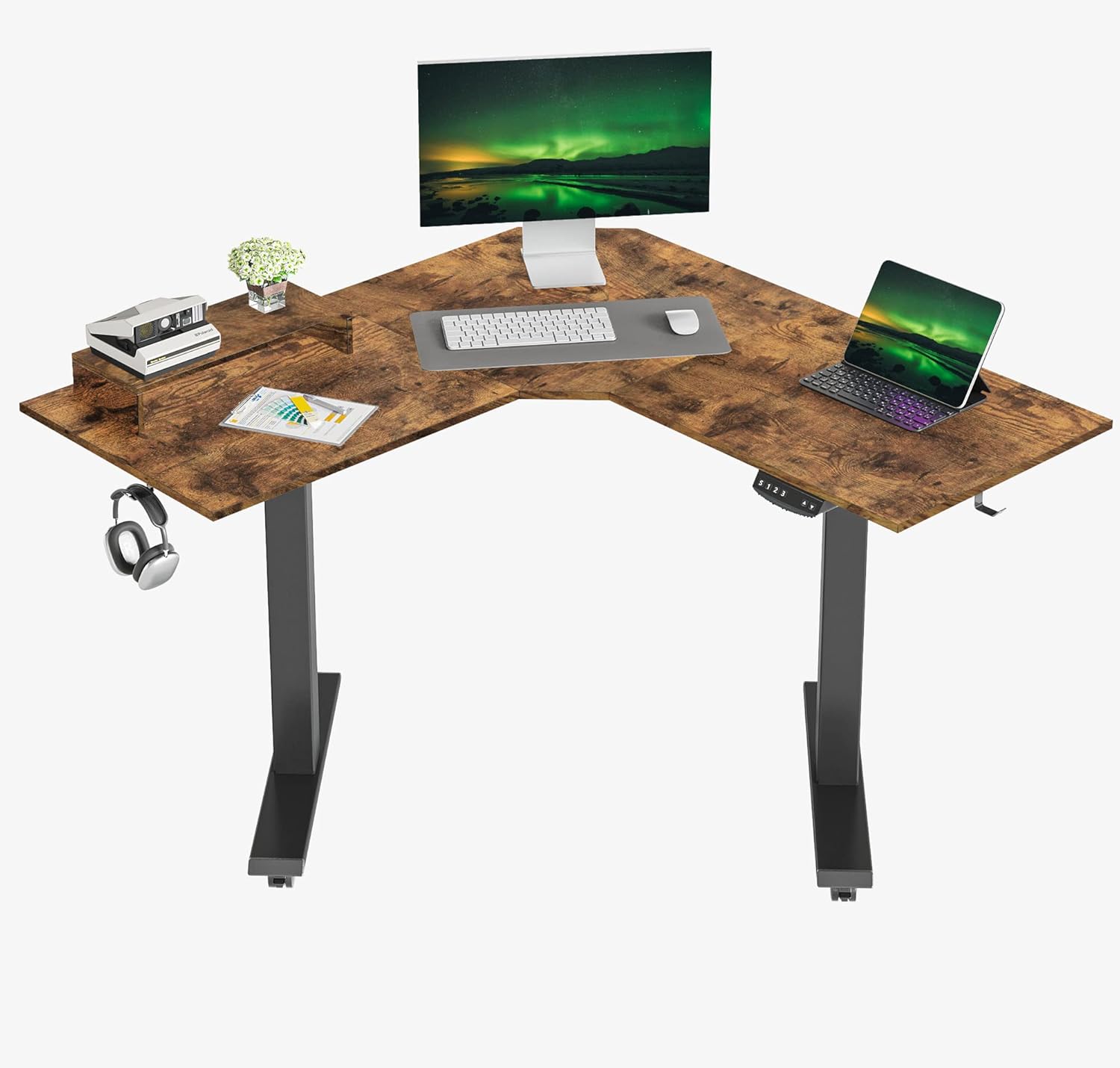 Amazon.com: Cubiker L Shaped Electric Standing Desk, 48" Dual Motor ...