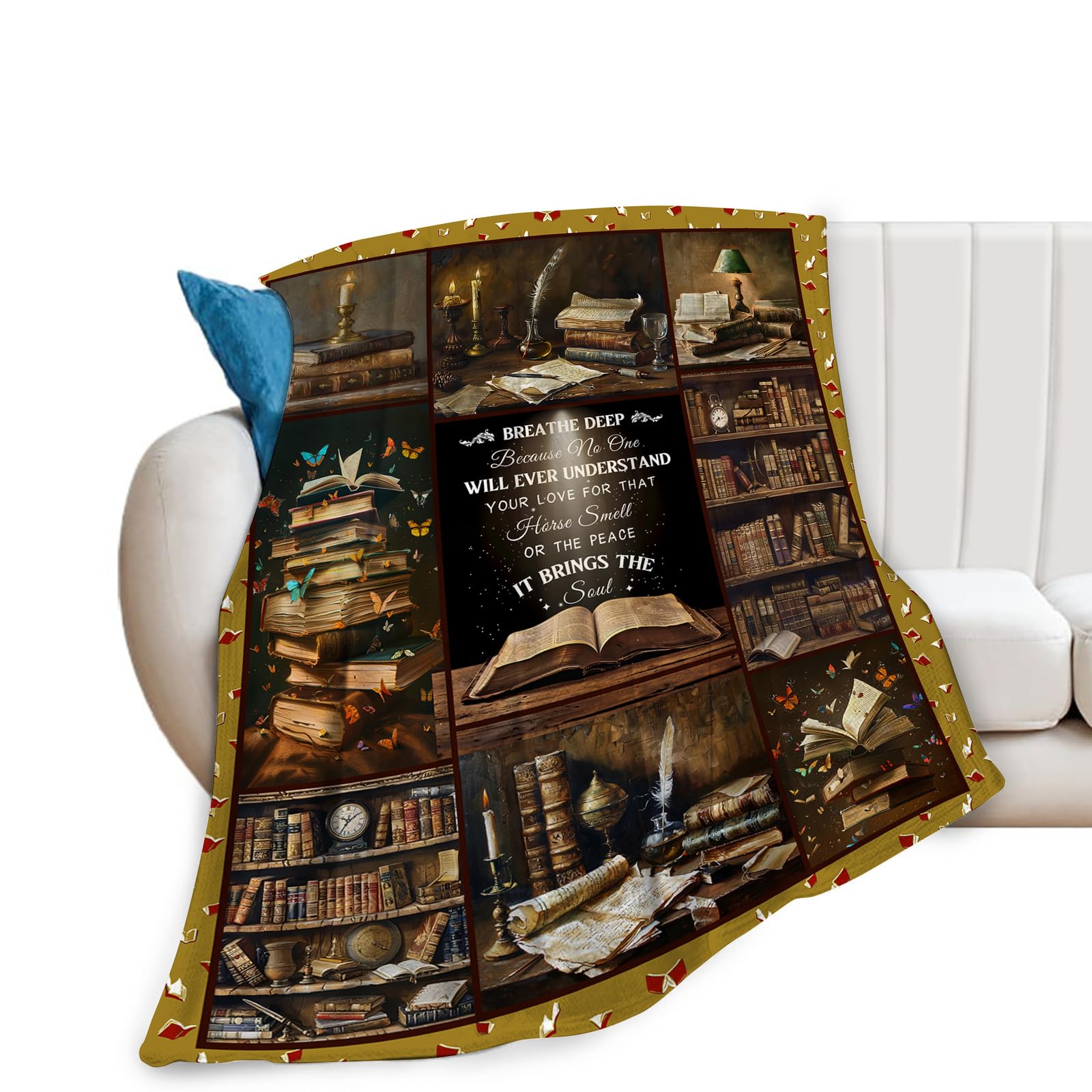 Amazon.com: Book Lovers Gifts Blanket Bookish Bookshelf Throw Blanket ...