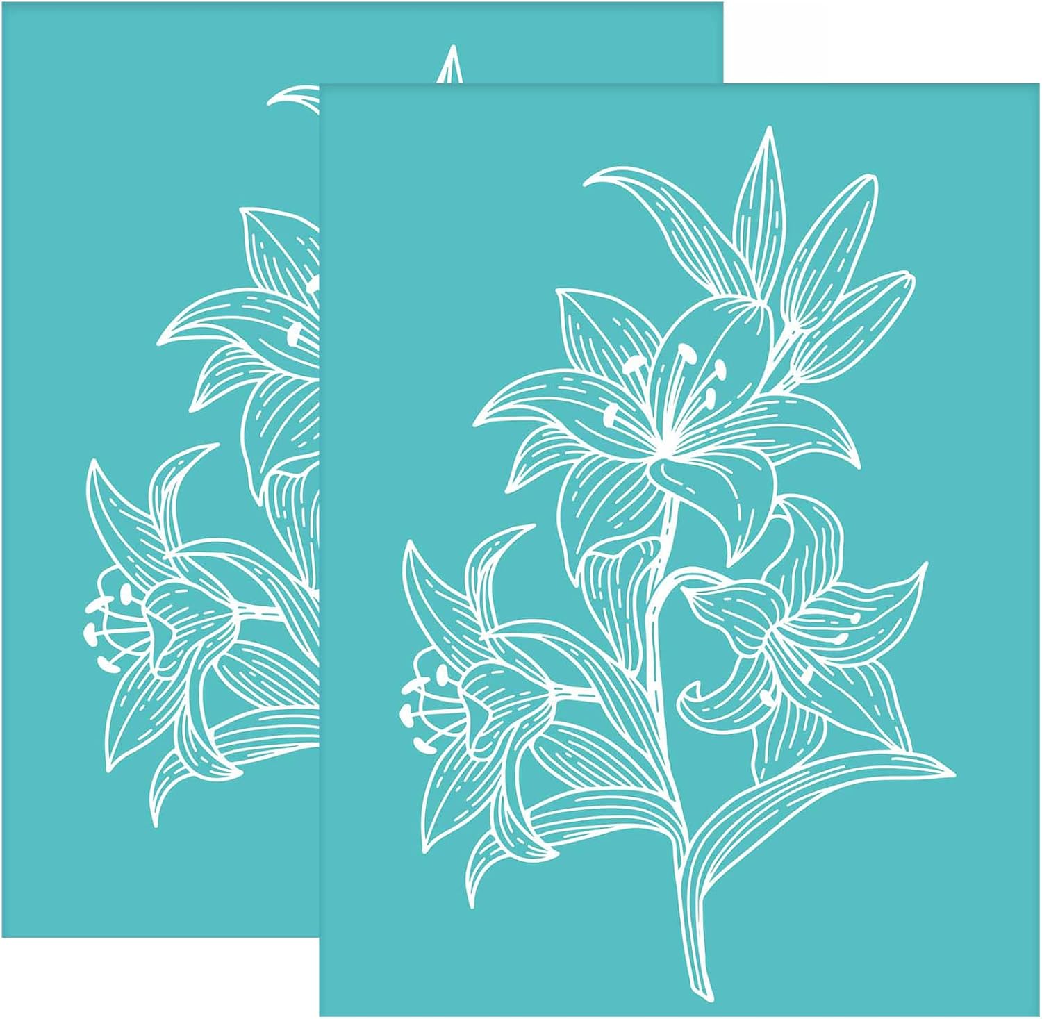 Amazon.com: OLYCRAFT 2pcs Silk Screen Printing Stencils Lily Flower ...