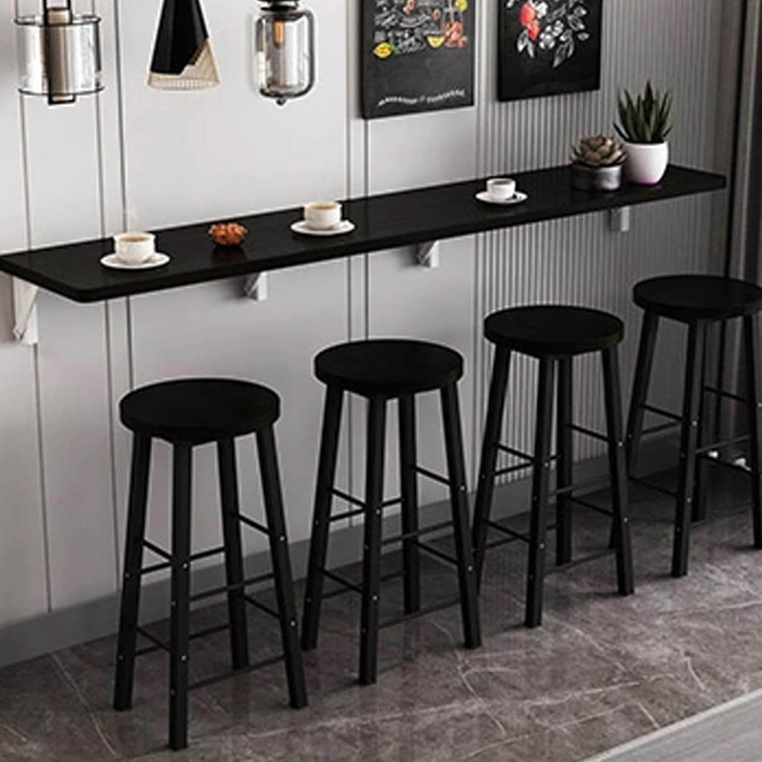 Space-Saving Wall-Mounted Folding Drop-Leaf Table - Wooden Dining Table for Kitchen Bar & Coffee ...