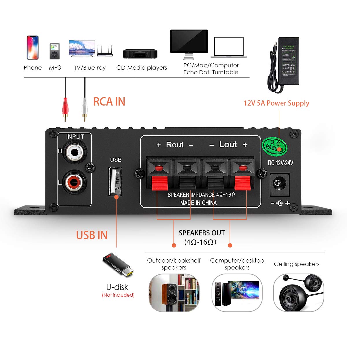 Mini 40W 2-channel Stereo Amplifier For Car Motorcycle Mini Car Audio ...