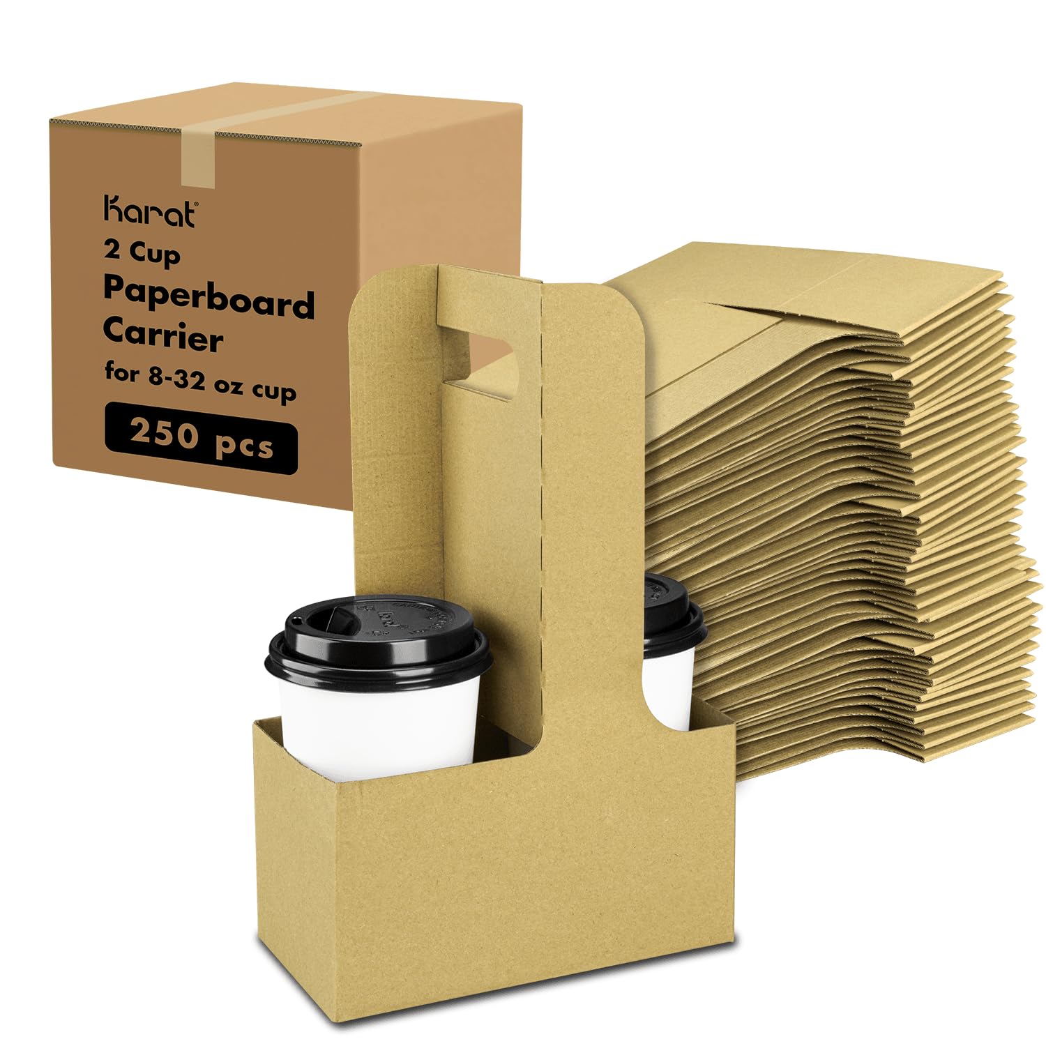 Amazon.com: Karat Paperboard Drink Carrier with Handle - Sturdy Kraft ...
