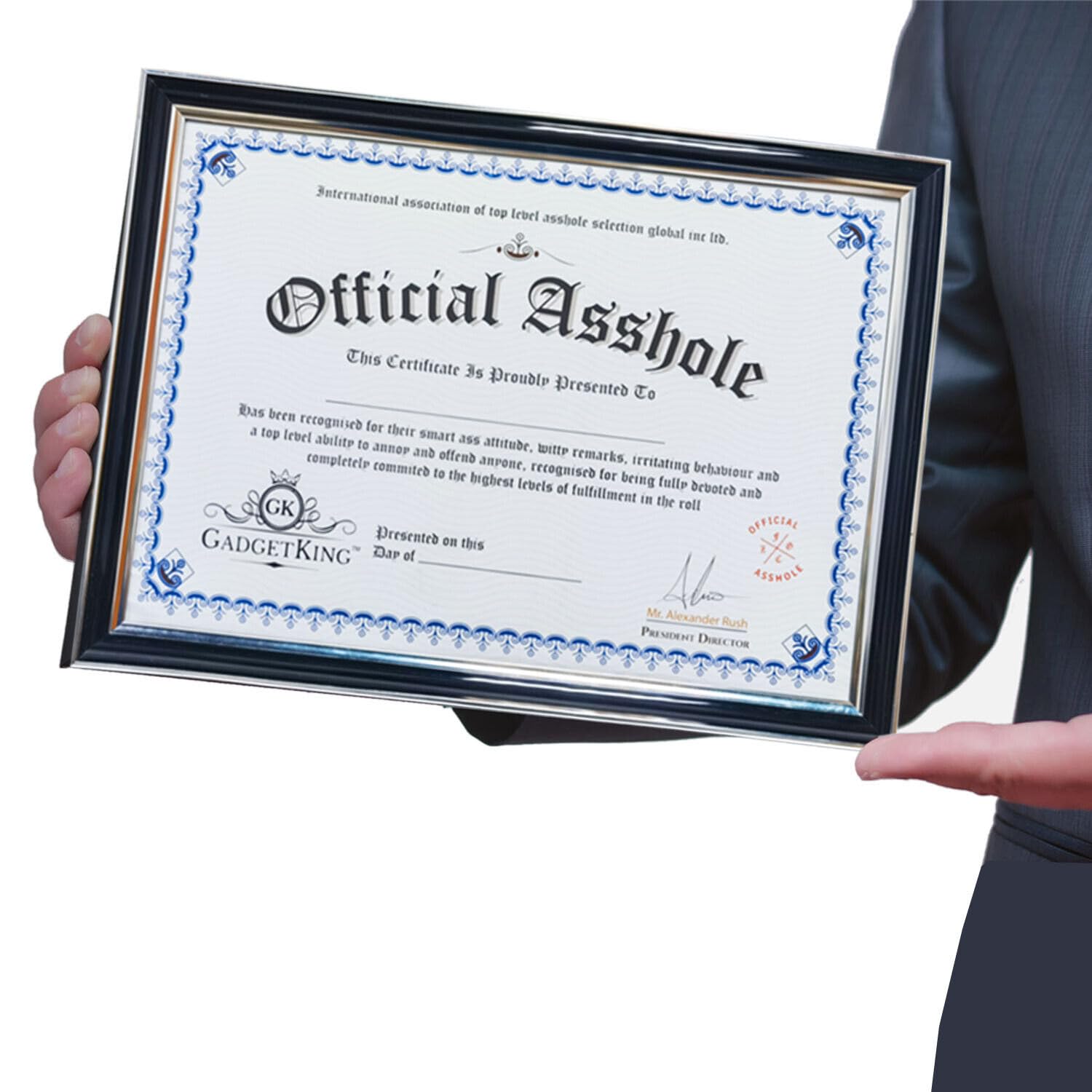 OFFICIAL ASSHOLE CERTIFICATE with Frame Gift For Him Her Men Man Dad ...