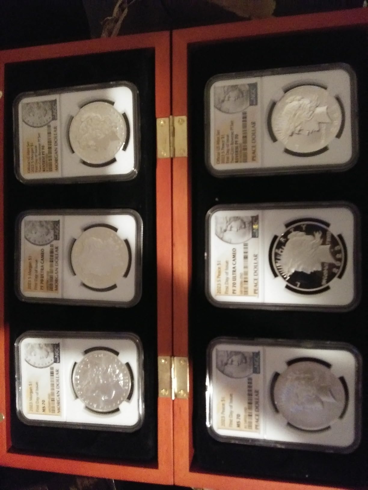 Amazon.com: First Commemorative Mint Wood Display Box for 3 or 6 Graded ...