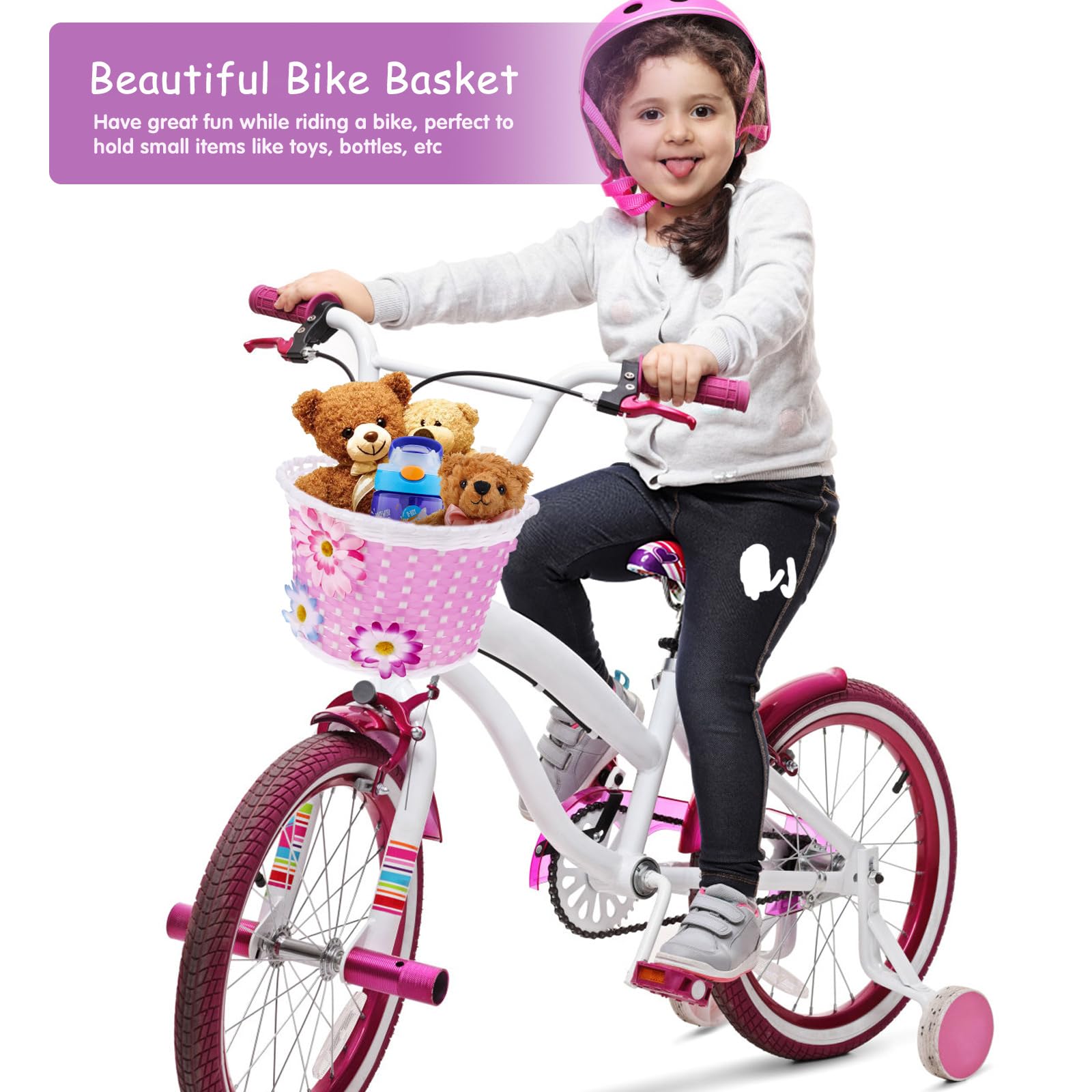 Bike Accessories Girls ShineMe Kids Bike Basket Front, 2pcs Small Girls ...