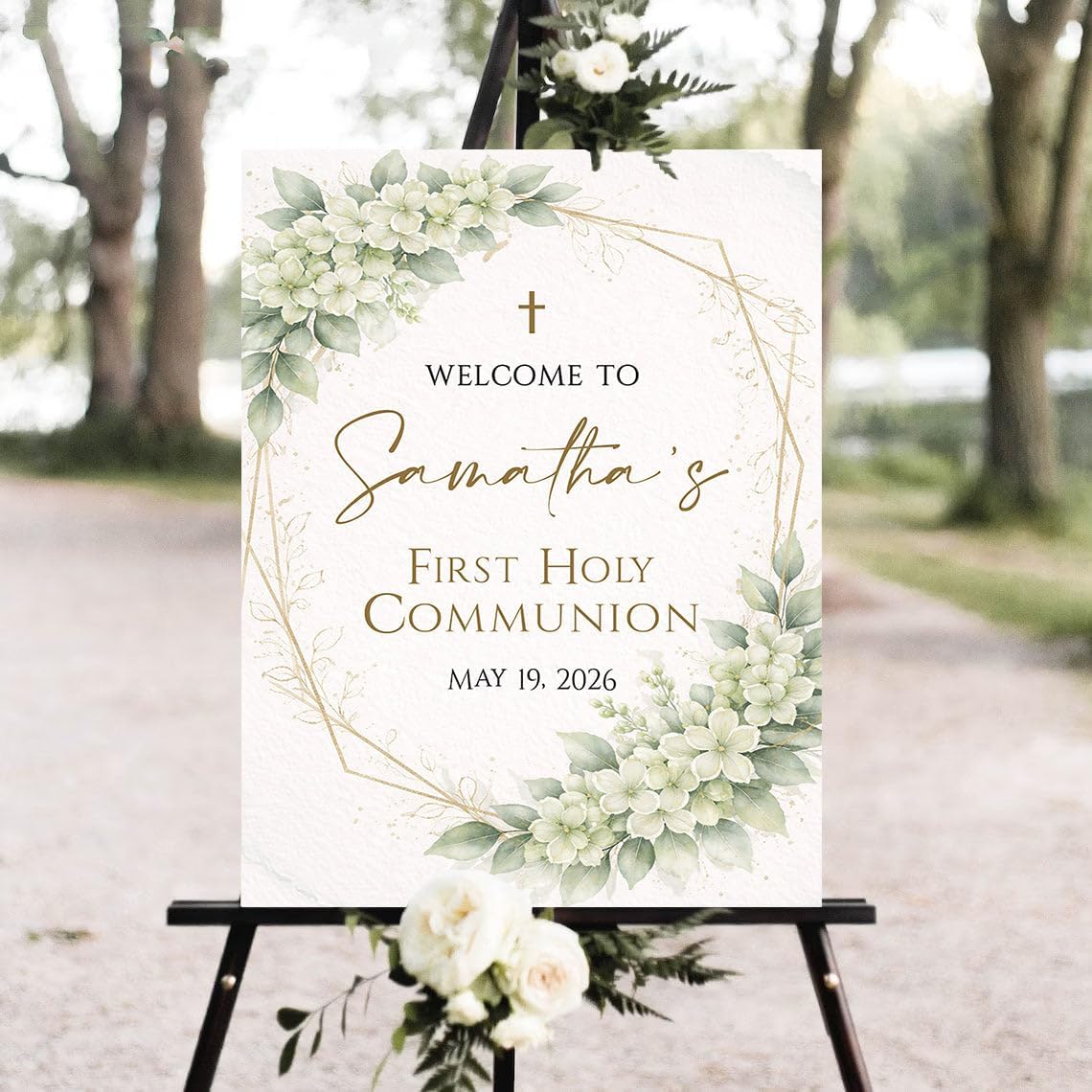 Amazon.com : Personalized First Communion Yard Sign, Custom First Holy ...