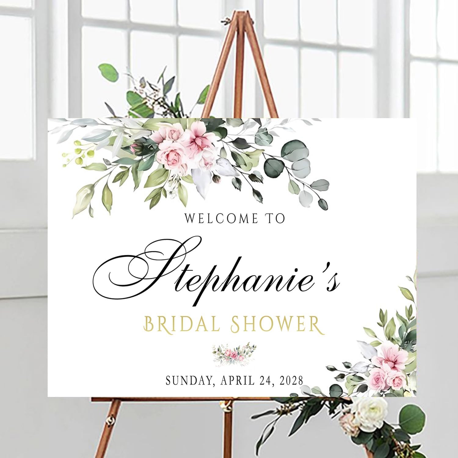 Amazon.com: Bridal Shower Welcome Sign, Greenery Shower Decoration ...