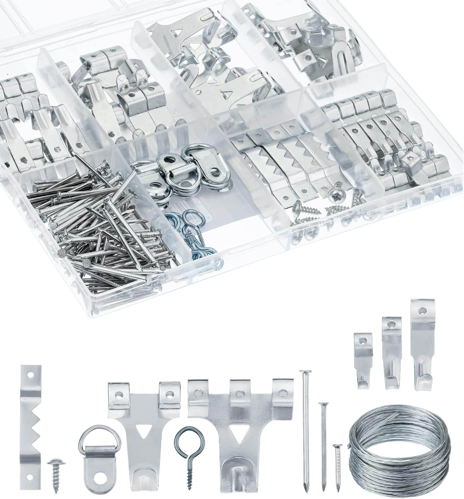 Hoeine Picture Hangers, 181pcs Heavy Duty Picture Hanging Kit 5 Sizes ...