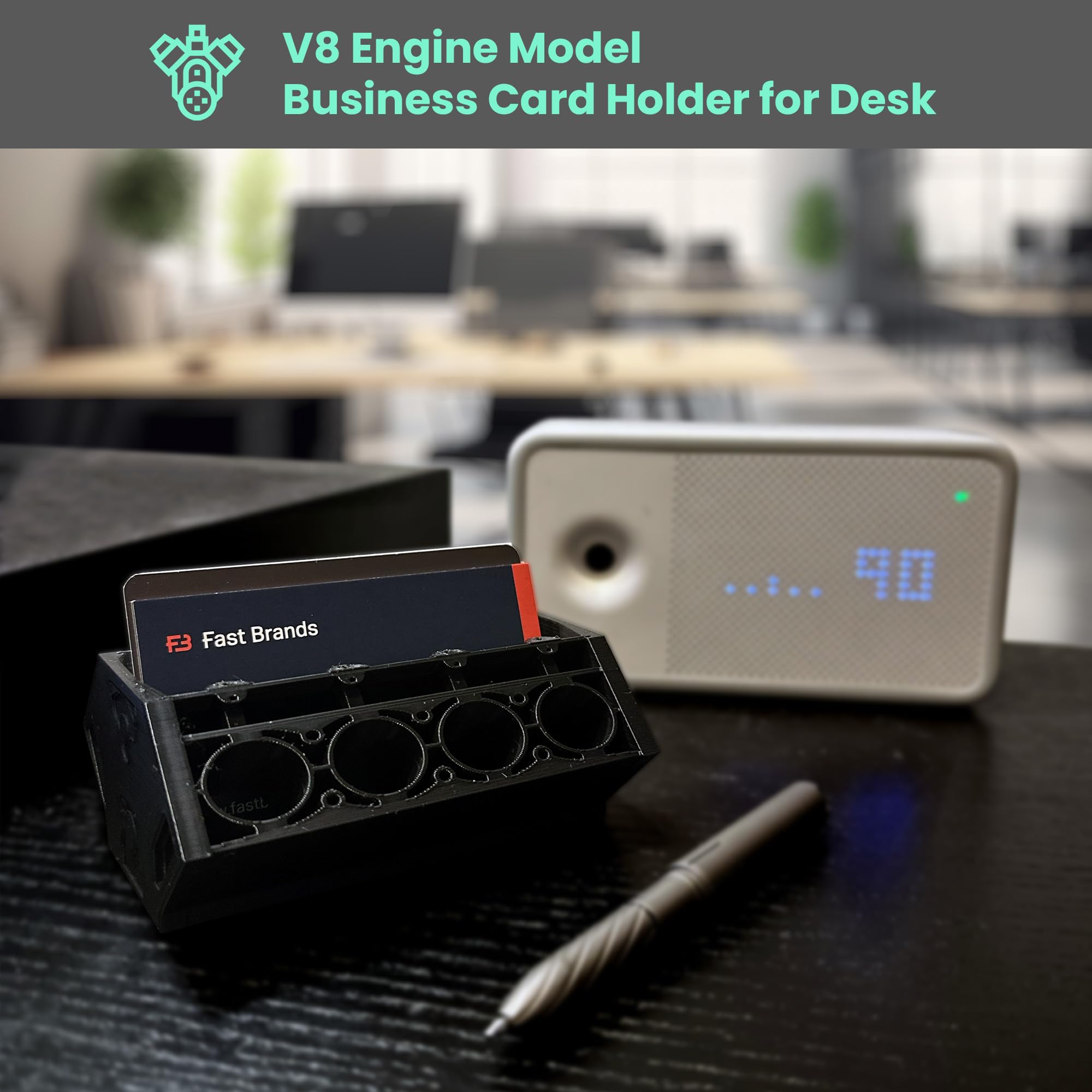 CREATE WORK PLAY V8 Engine Model Business Card Holder for Desk Unique ...