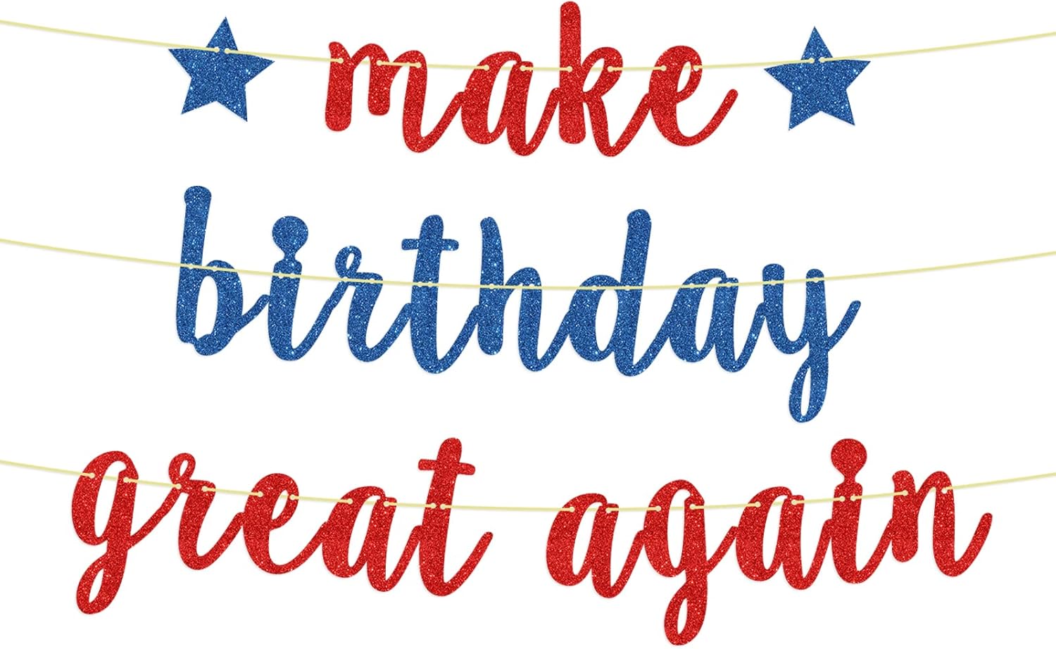 Amazon.com: Make Birthday Great Again Banner, Bule & Red Glitter Funny ...