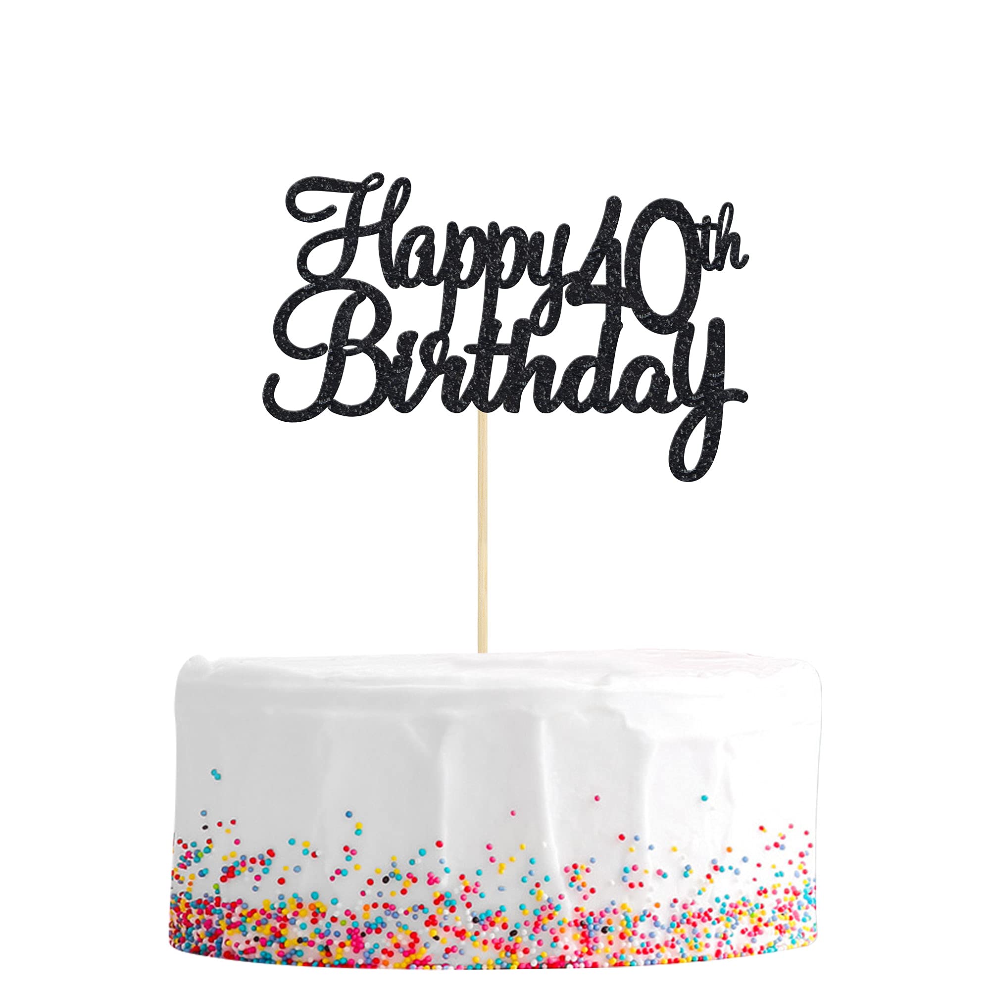 Buy Gyufise 3 Pack Happy 40th Birthday Cake Topper Black Glitter Cheers ...